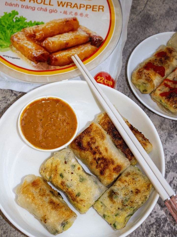 Egg Potato Rice Paper Roll (Simple Pan-Fried Roll)